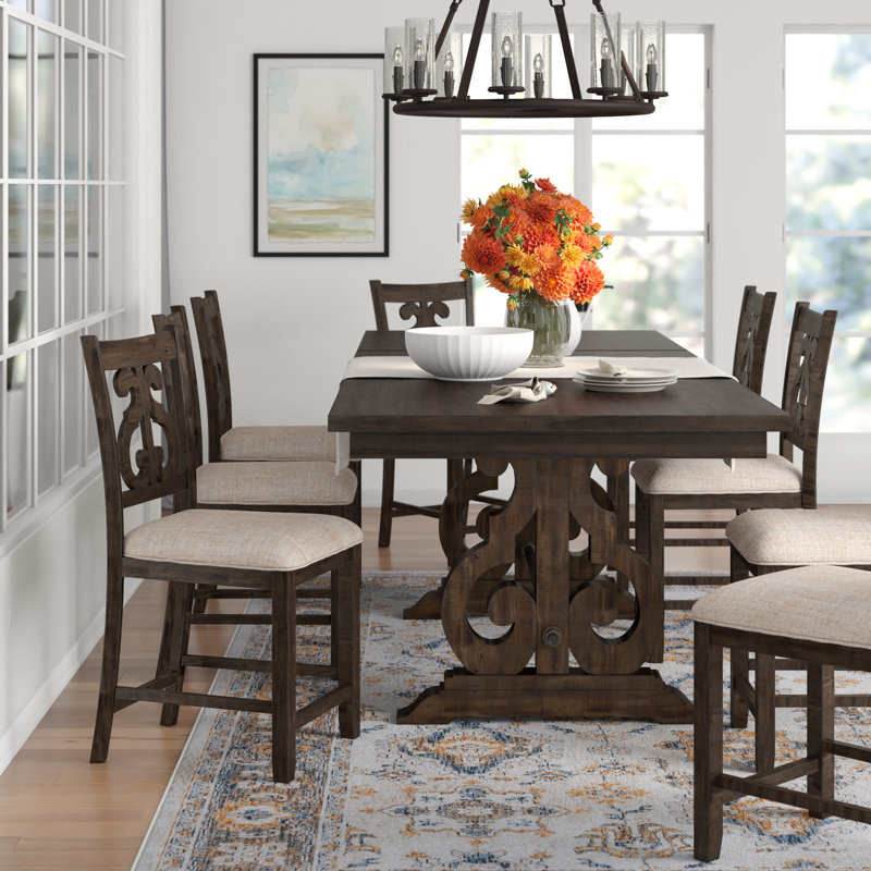 World Menagerie Parthenia 9 - Piece Extendable Trestle Dining Set & Reviews | Wayfair